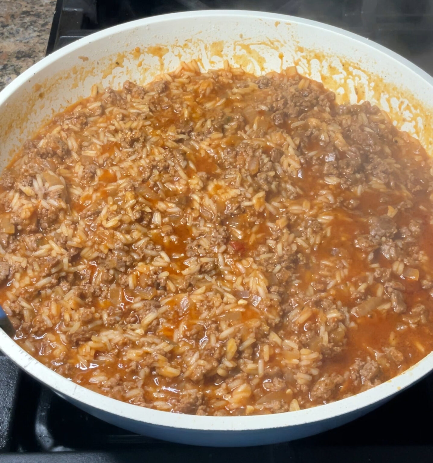 One Pot Bacon Cheeseburger Rice - What's Mom Cookin'