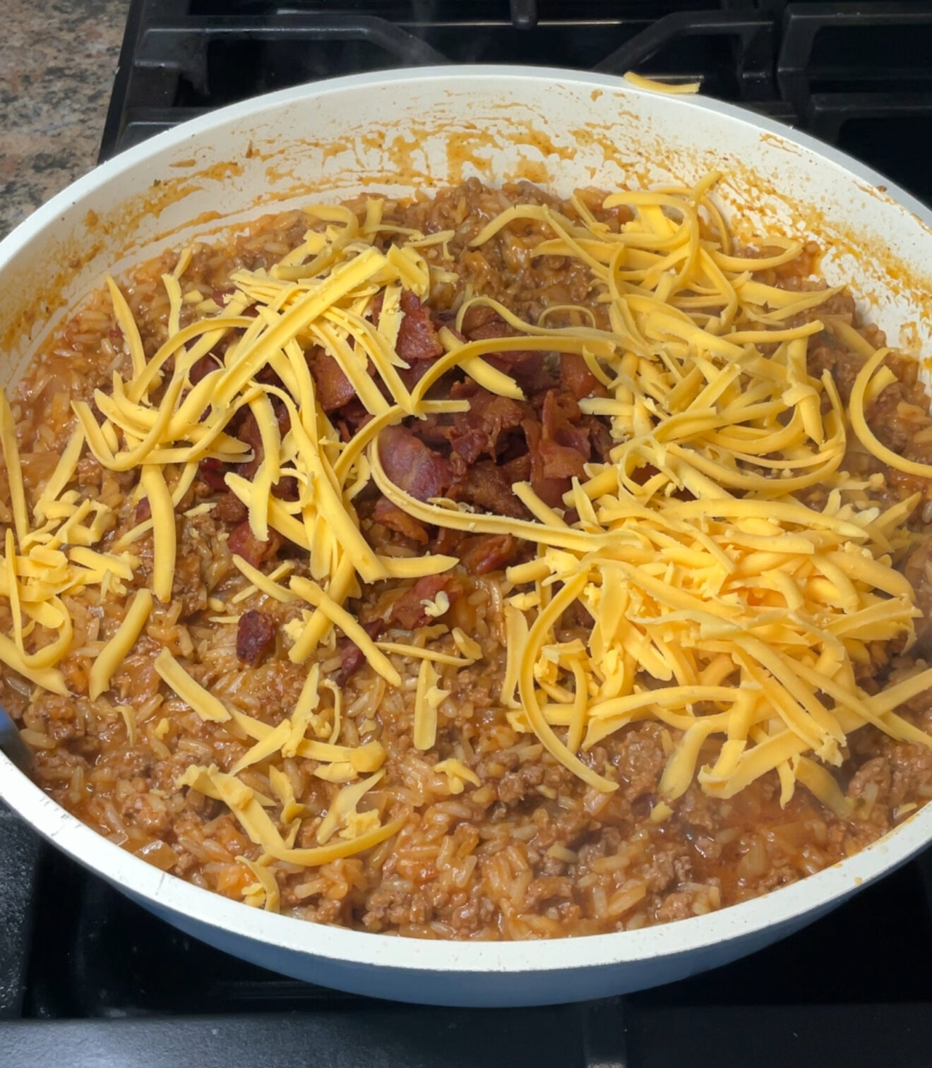 One Pot Bacon Cheeseburger Rice - What's Mom Cookin'