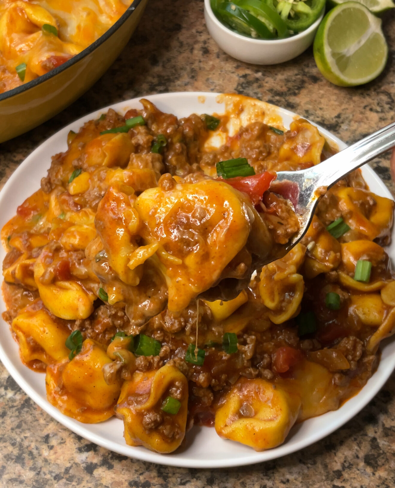 Cheesy Taco Tortellini Skillet - What's Mom Cookin'