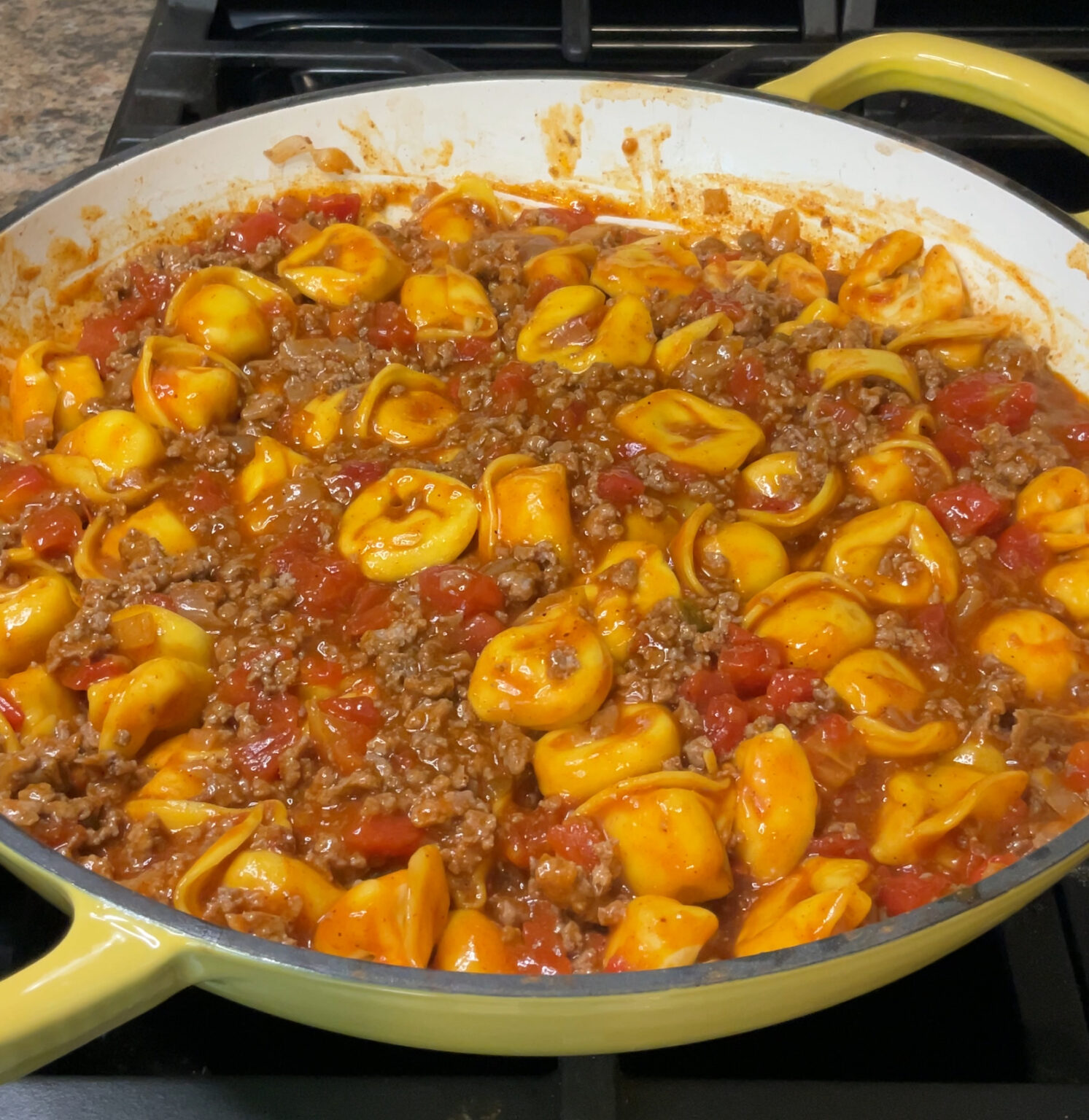 Cheesy Taco Tortellini Skillet - What's Mom Cookin'