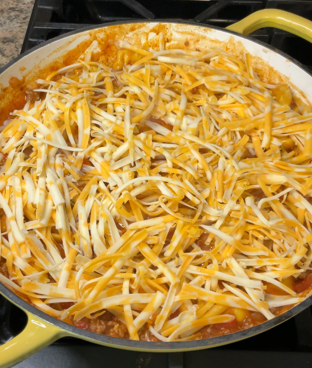 Cheesy Taco Tortellini Skillet - What's Mom Cookin'