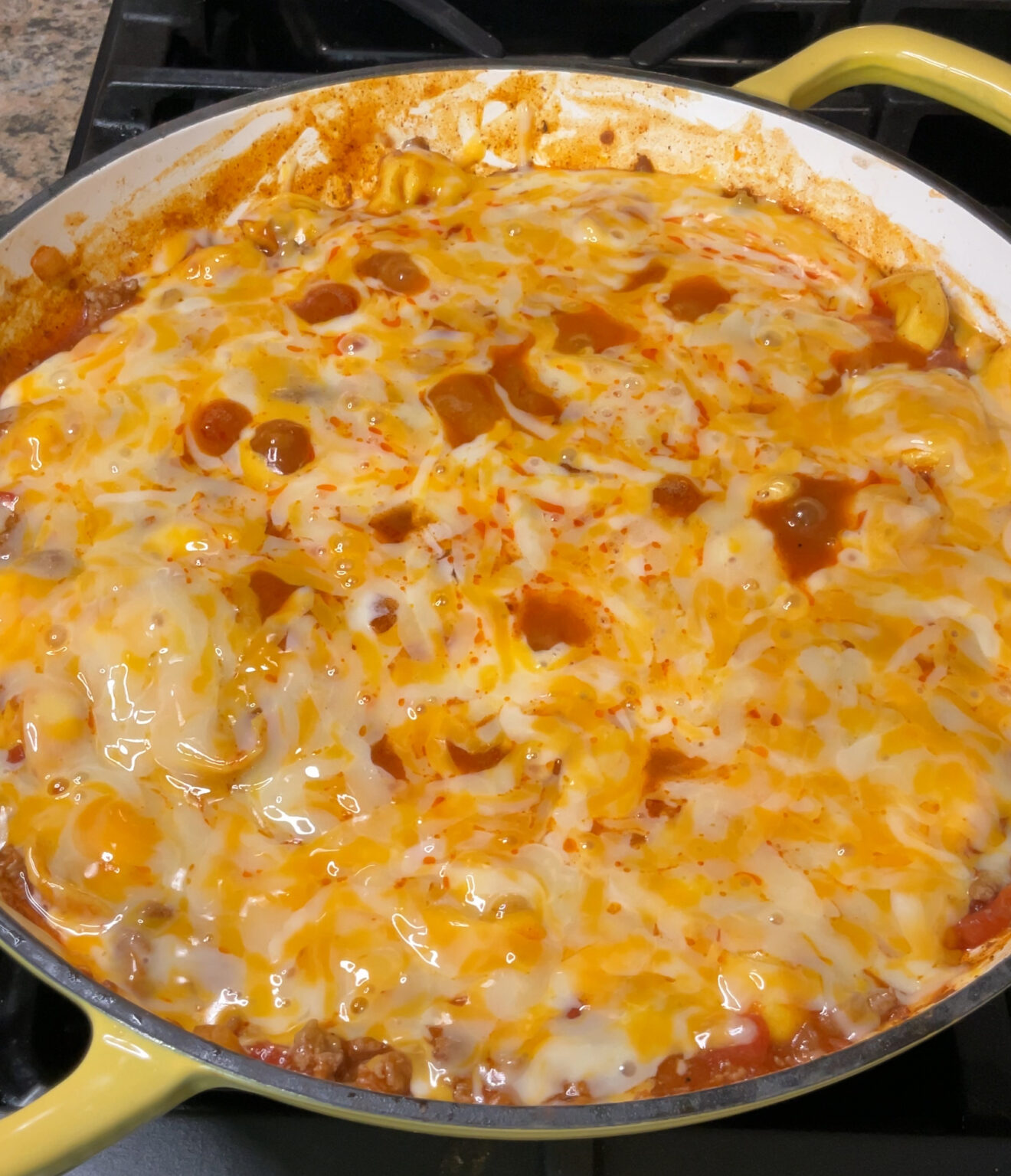 Cheesy Taco Tortellini Skillet - What's Mom Cookin'