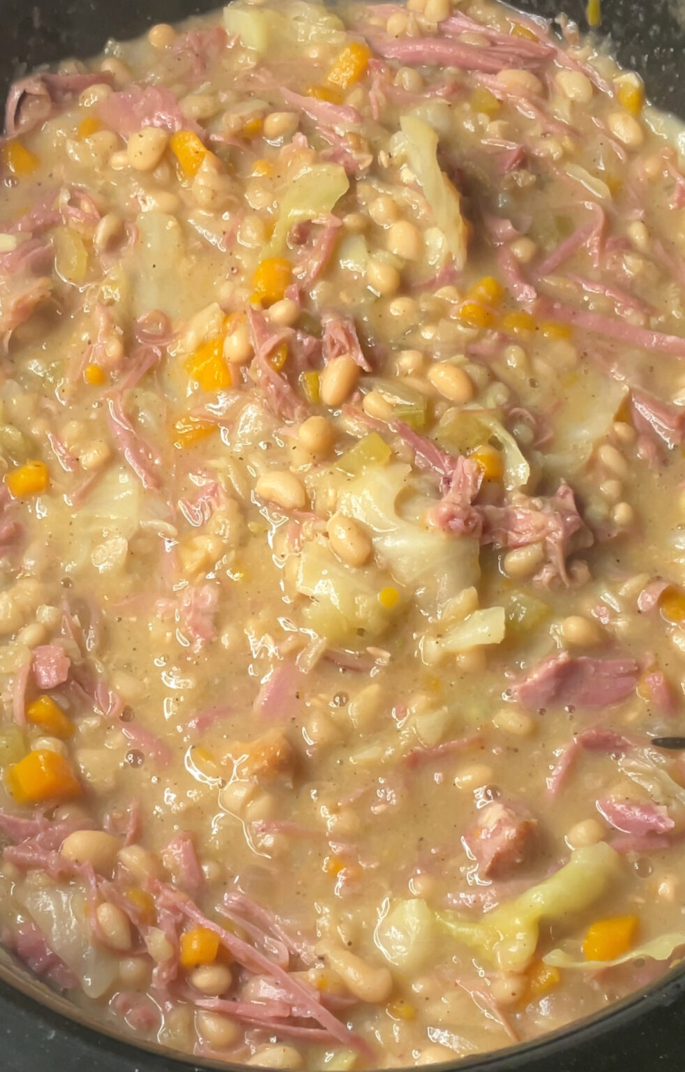 Smoked Turkey Leg Stew with Beans and Cabbage - What's Mom Cookin'